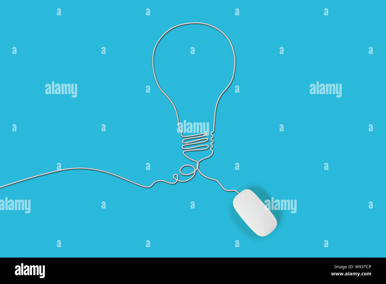 Computer mouse with its wire making a light bulb Stock Photo - Alamy