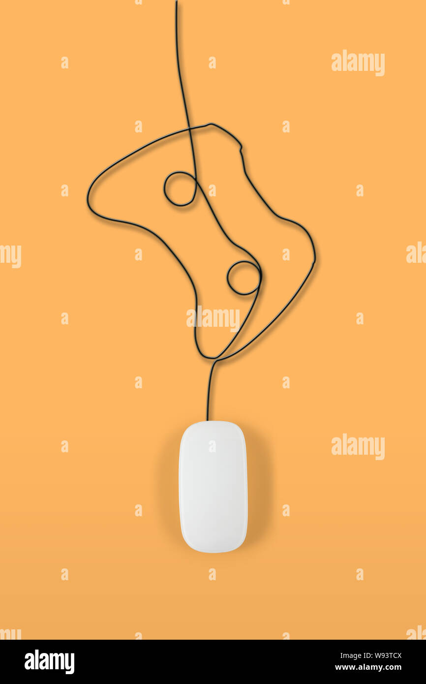 Computer mouse with its wire making a remote control Stock Photo - Alamy