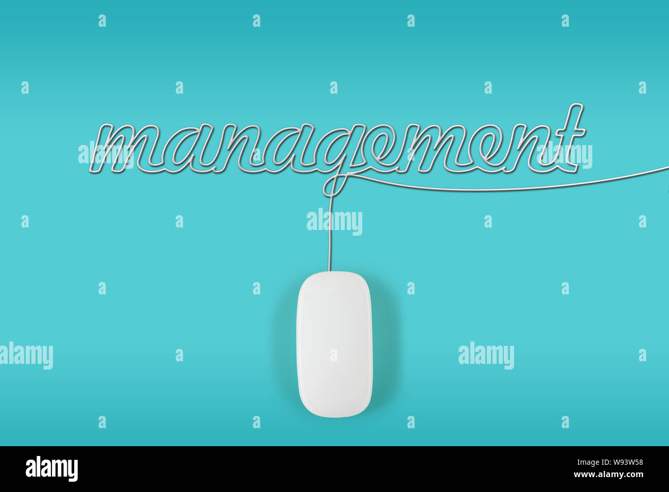 Computer mouse with its wire making a word management Stock Photo - Alamy