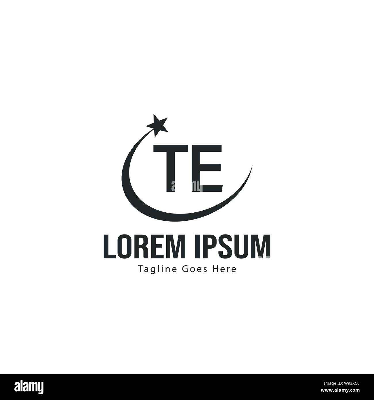 Initial TE logo template with modern frame. Minimalist TE letter logo ...