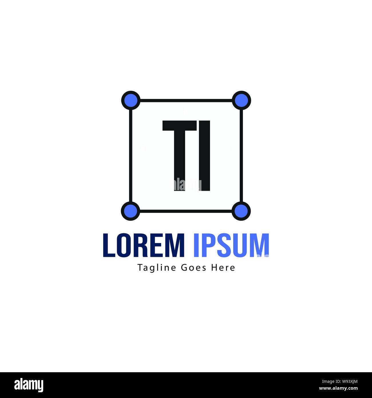 Initial TI logo template with modern frame. Minimalist TI letter logo ...