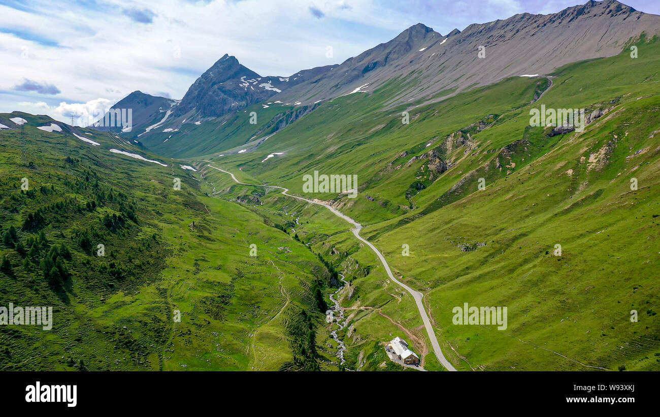 Beautiful pass in the mountains of Switzerland in the Swiss Alps ...