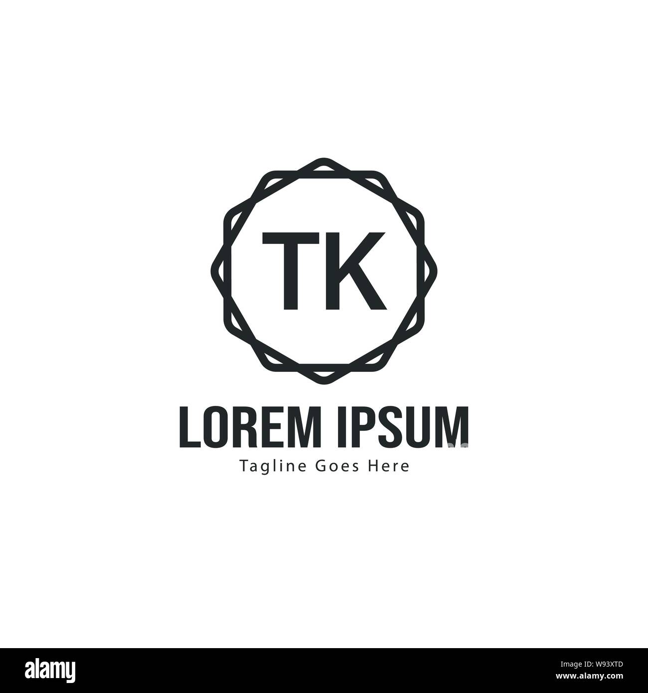 Initial TK logo template with modern frame. Minimalist TK letter logo ...