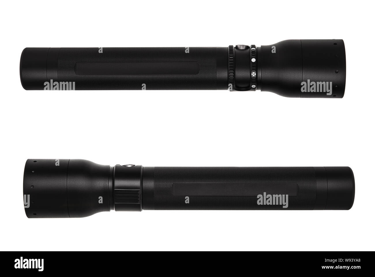 modern black metal flashlight isolated on white background Stock Photo ...