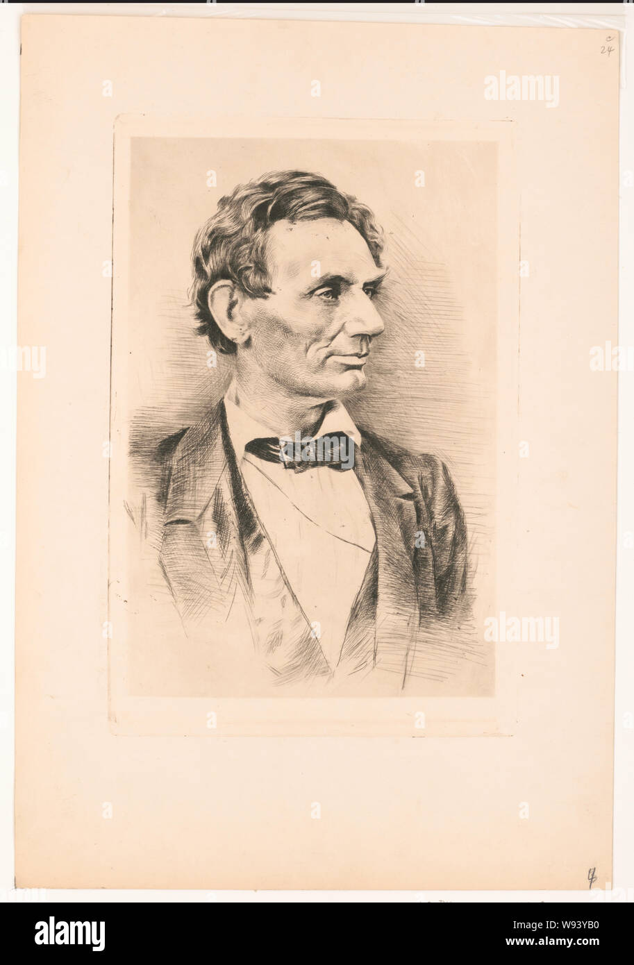 Abraham Lincoln, bust portrait, without beard, facing right Stock Photo ...
