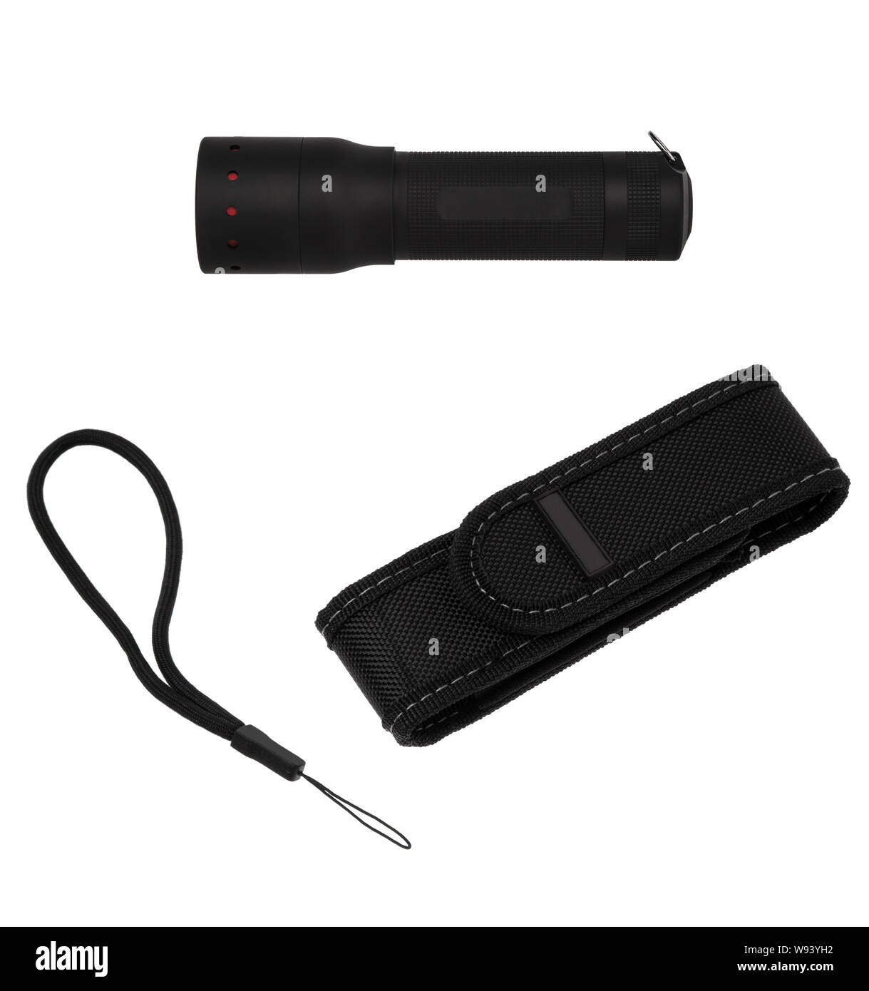 modern black metal flashlight isolated on white background Stock Photo ...