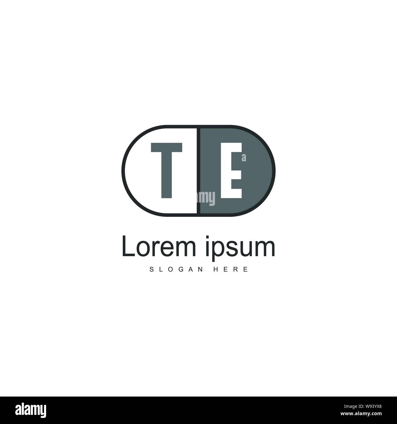 Initial TE logo template with modern frame. Minimalist TE letter logo ...