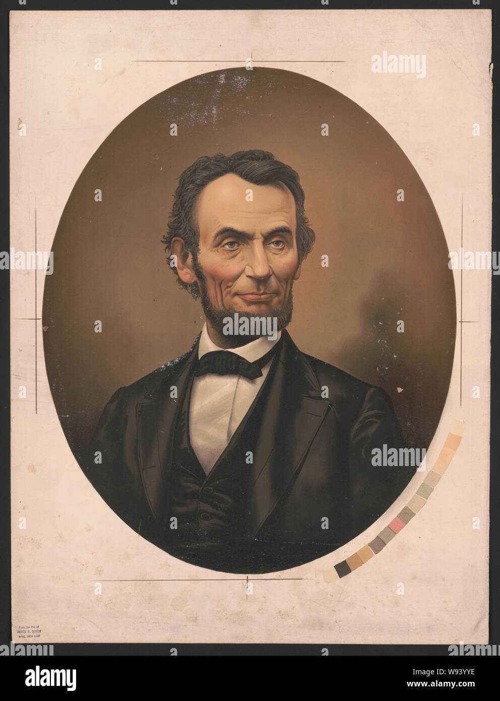 Abraham Lincoln, head-and-shoulders portrait, facing front, in oval ...