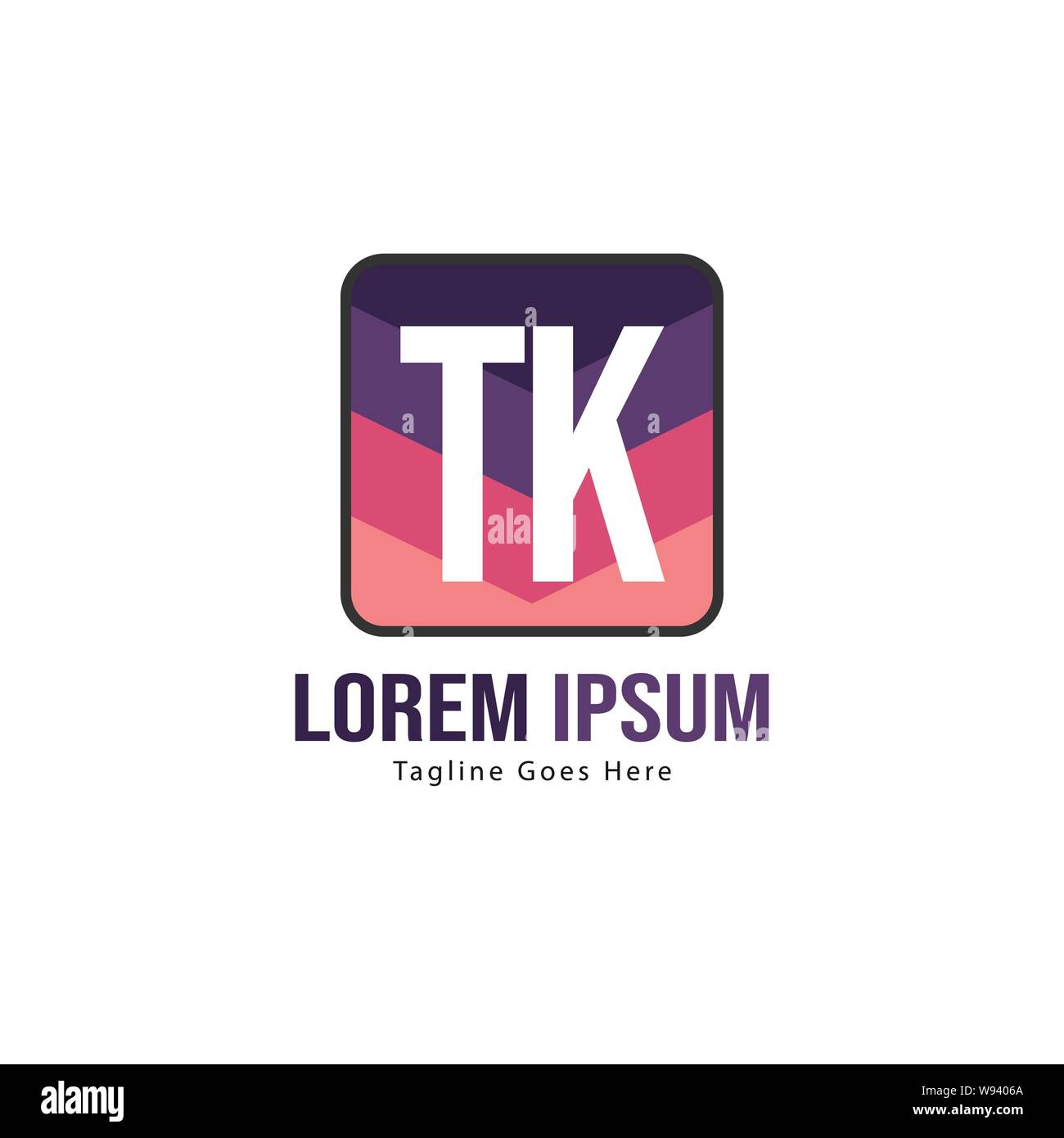 Initial TK logo template with modern frame. Minimalist TK letter logo ...