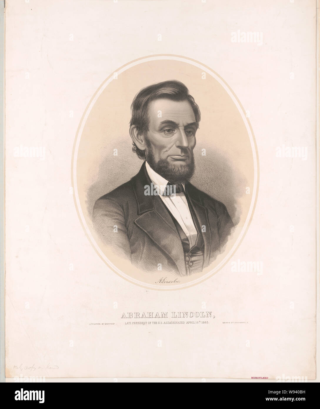 Abraham Lincoln, late President of the U.S. assassinated April 14th ...