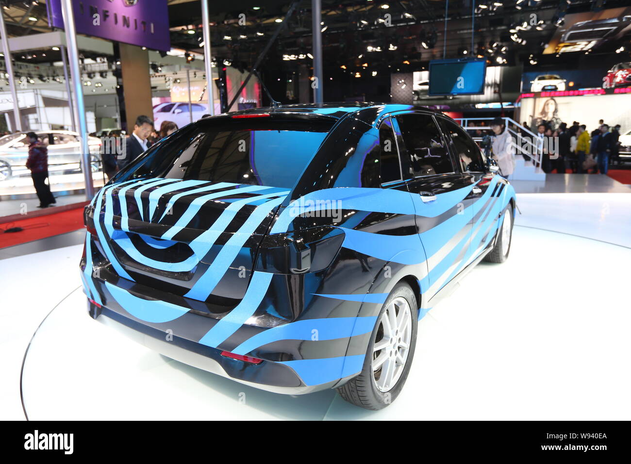 A new electric concept car is displayed at the stand of Denza during ...