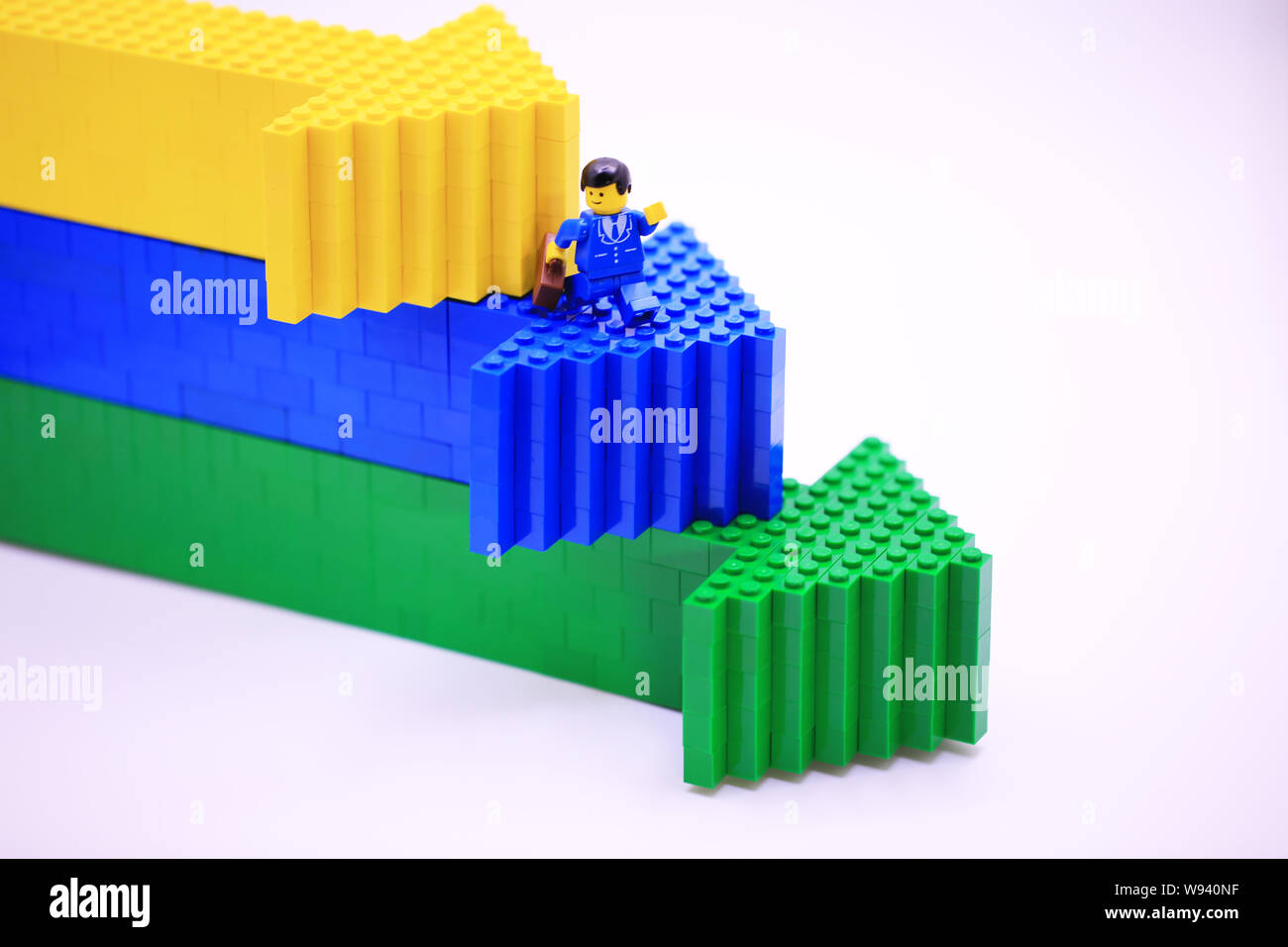 Hong Kong - August 13 2019: the Lego mini characters is walking on the ...