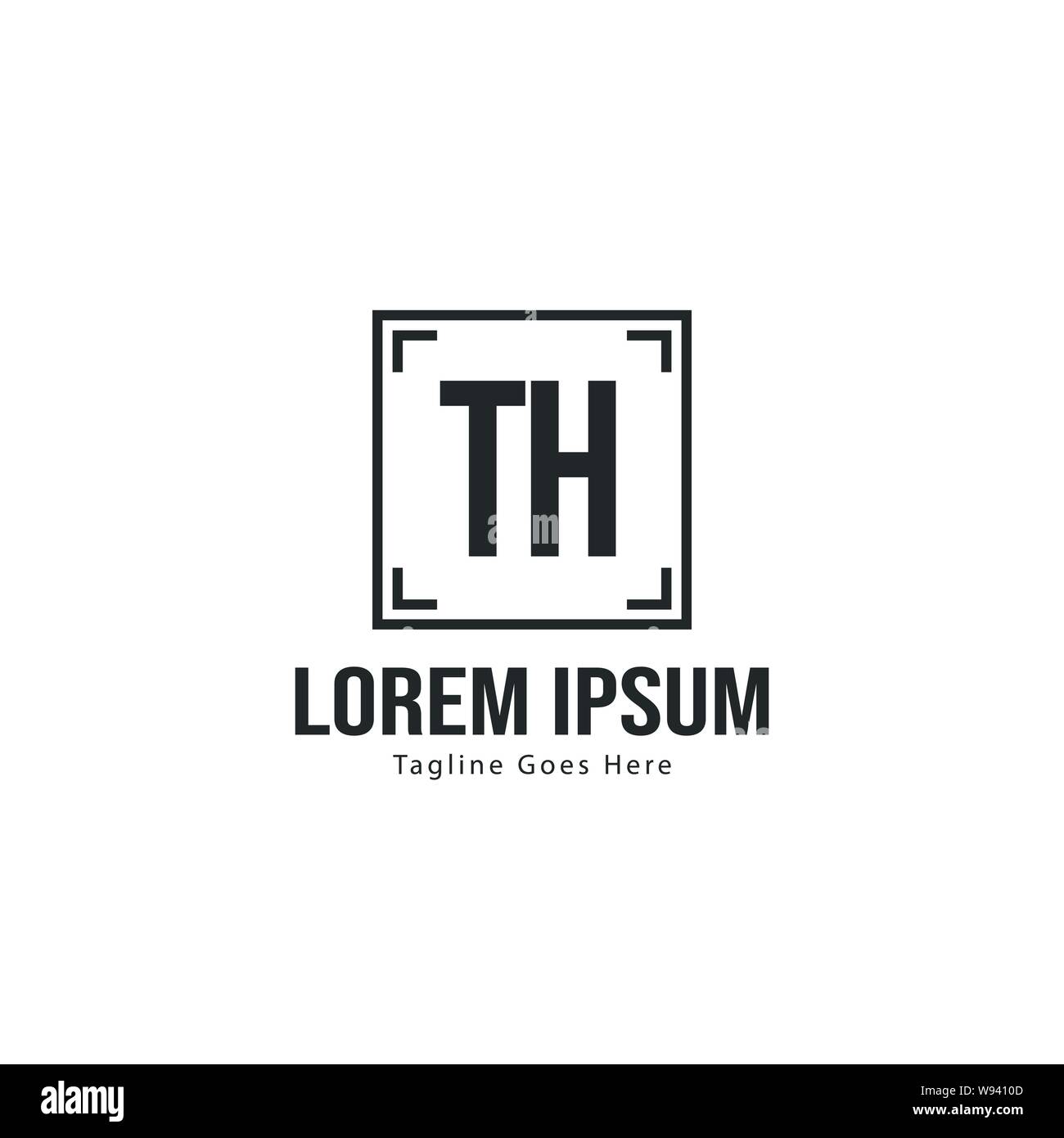 Initial TH logo template with modern frame. Minimalist TH letter logo ...