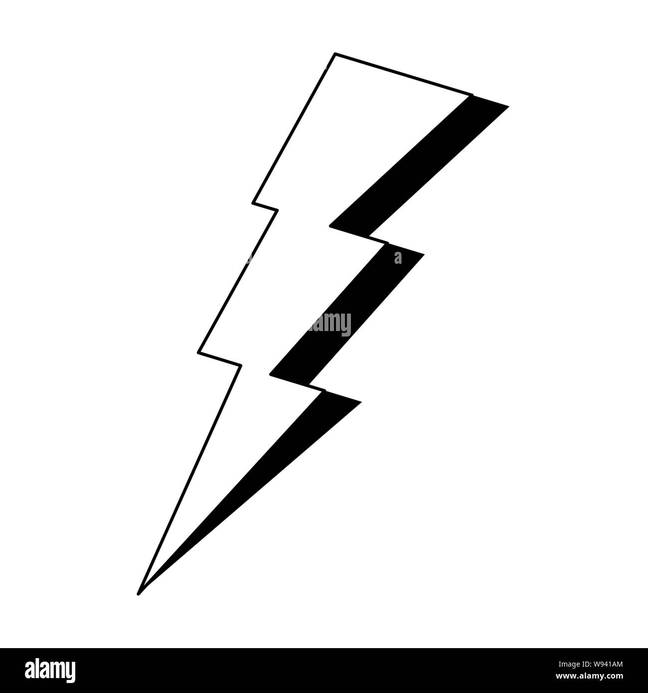 thunder energy electric power cartoon in black and white Stock Vector ...