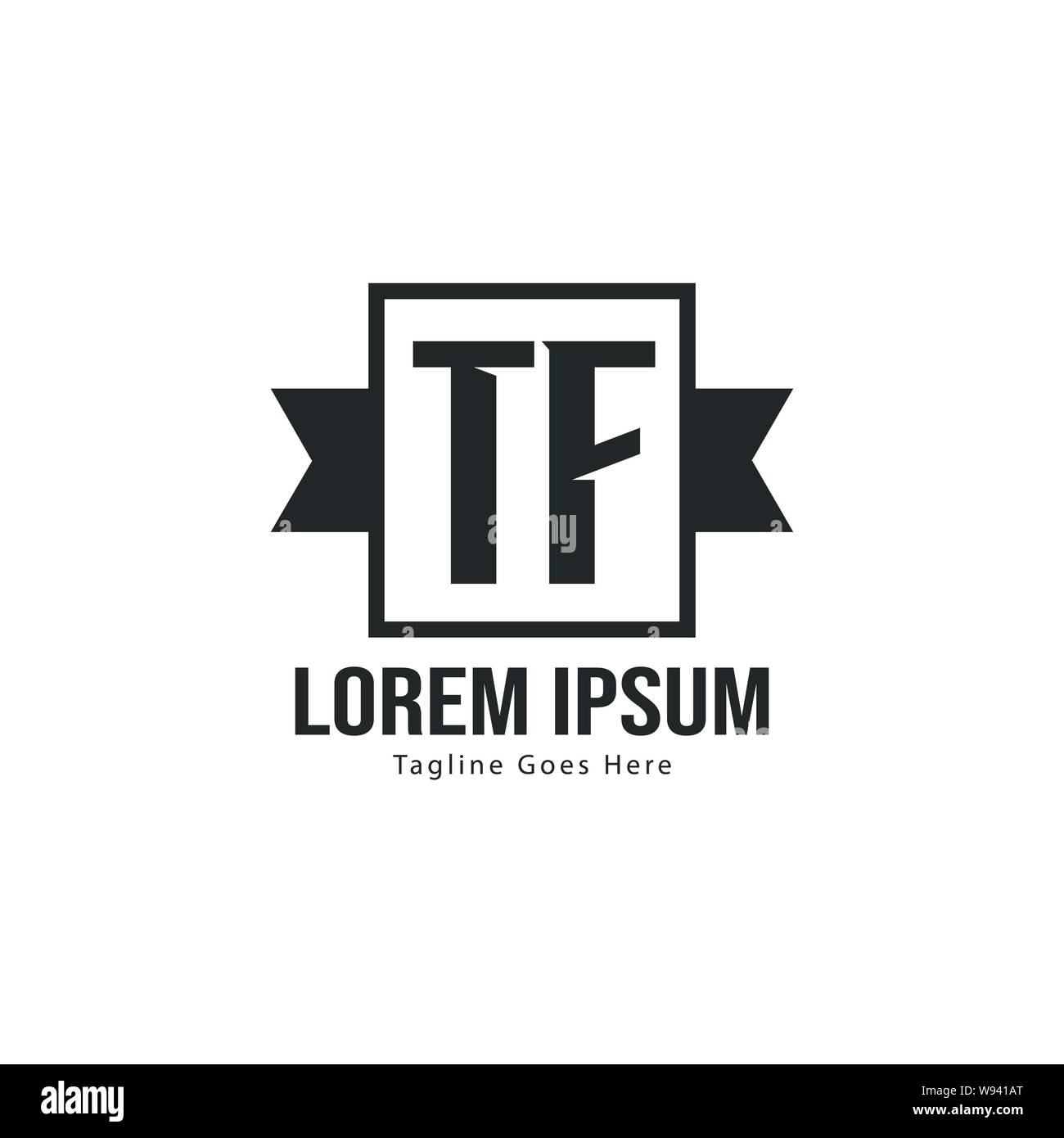 Initial TF logo template with modern frame. Minimalist TF letter logo ...