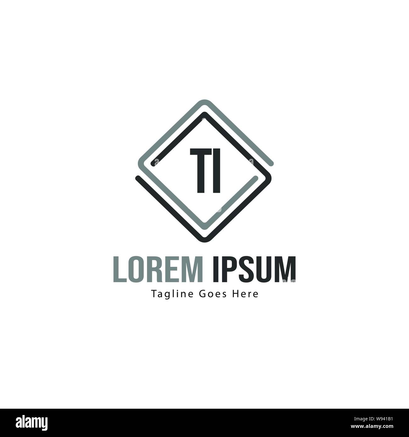 Initial TI logo template with modern frame. Minimalist TI letter logo ...