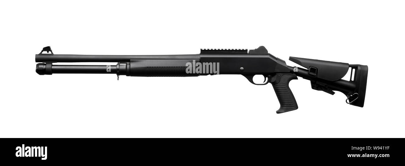 modern black shotgun isolated on white background Stock Photo - Alamy