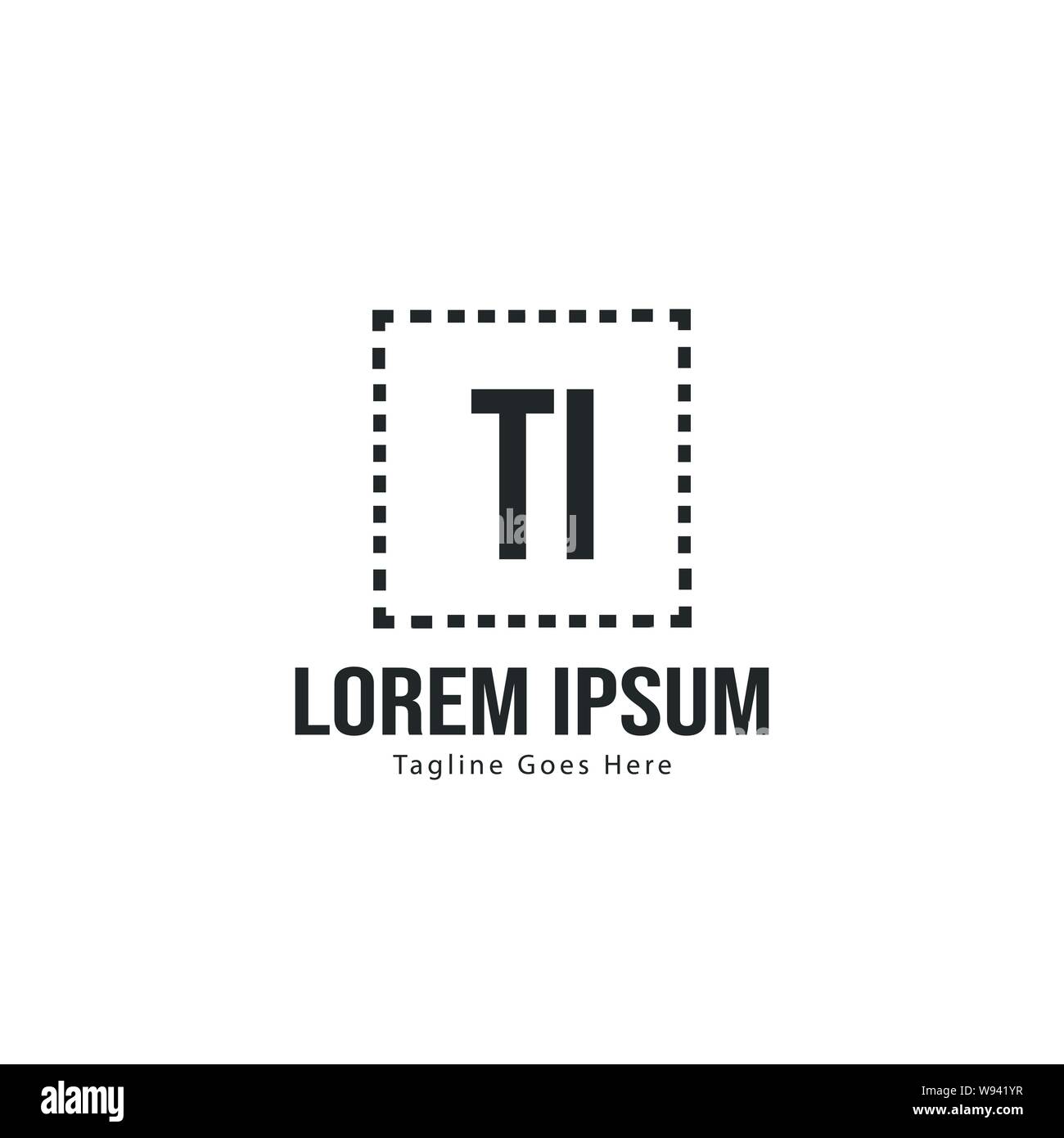 Initial TI logo template with modern frame. Minimalist TI letter logo ...