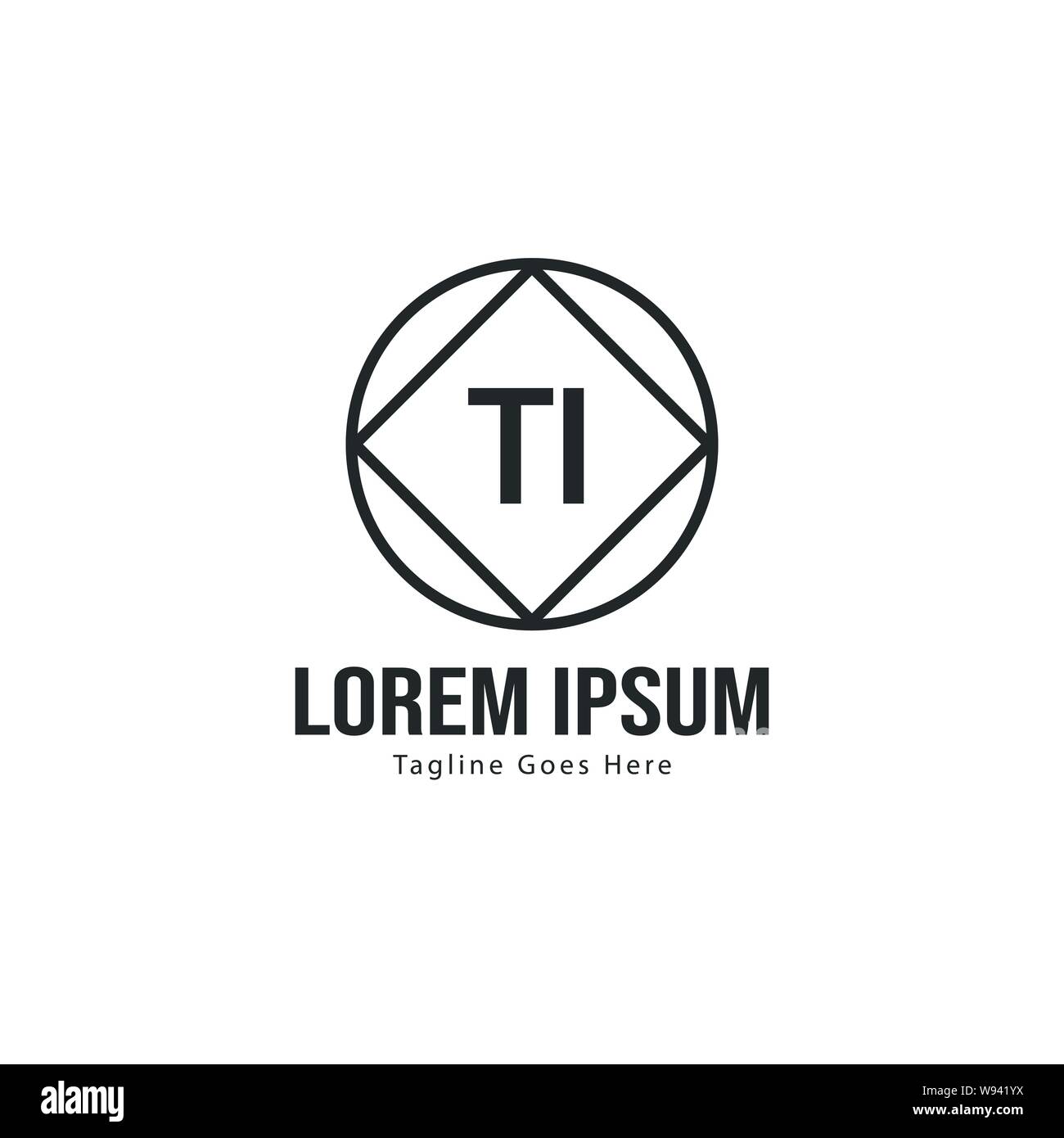 Initial TI logo template with modern frame. Minimalist TI letter logo ...