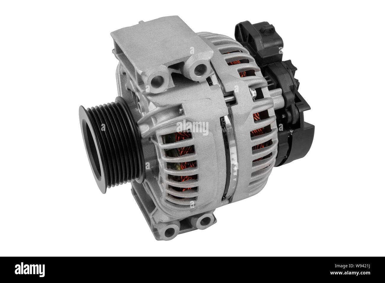 Automotive alternator isolated on white background Stock Photo - Alamy
