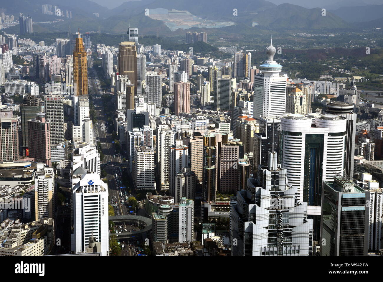 --FILE--Skyline of downtown areas with skyscrapers and other high-rise ...