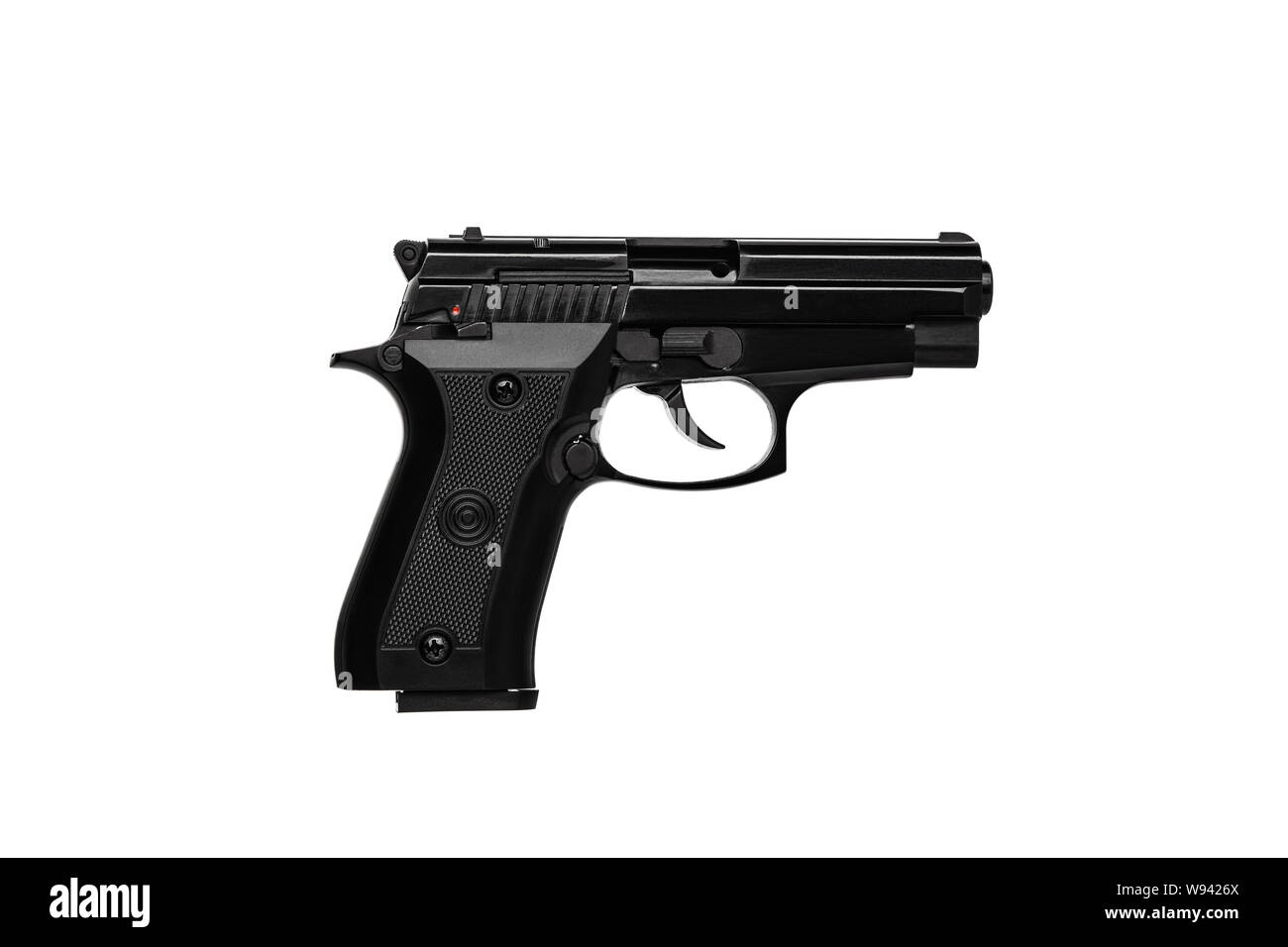 Black gun pistol isolated on white background Stock Photo - Alamy