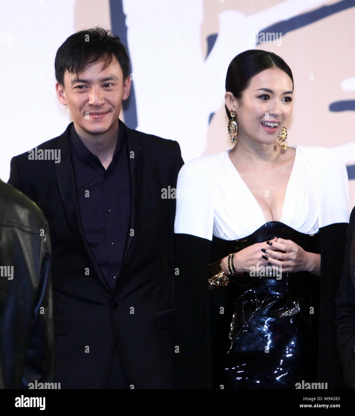 Taiwanese actor Zhang Zhen (left) and Chinese actress Zhang Ziyi pose ...