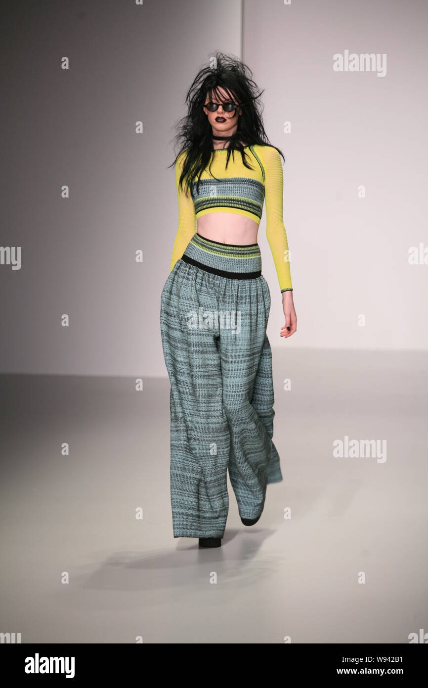 A model displays the 2014 Spring/Summer collection at the Mark Fast ...