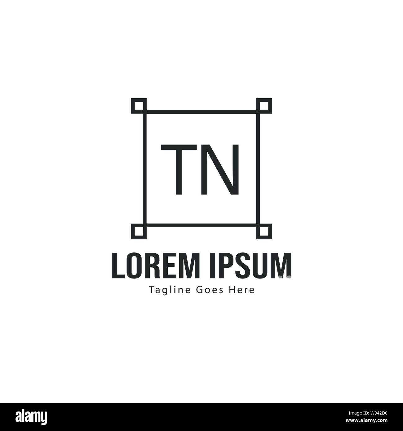 Initial TN logo template with modern frame. Minimalist TN letter logo ...