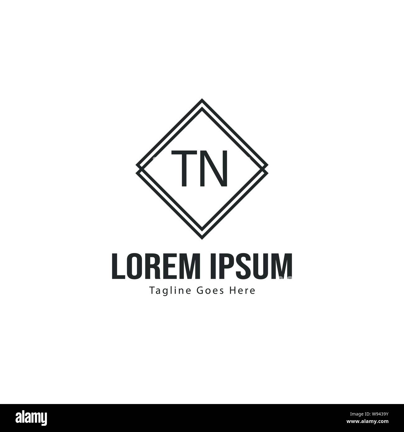 Initial TN logo template with modern frame. Minimalist TN letter logo ...