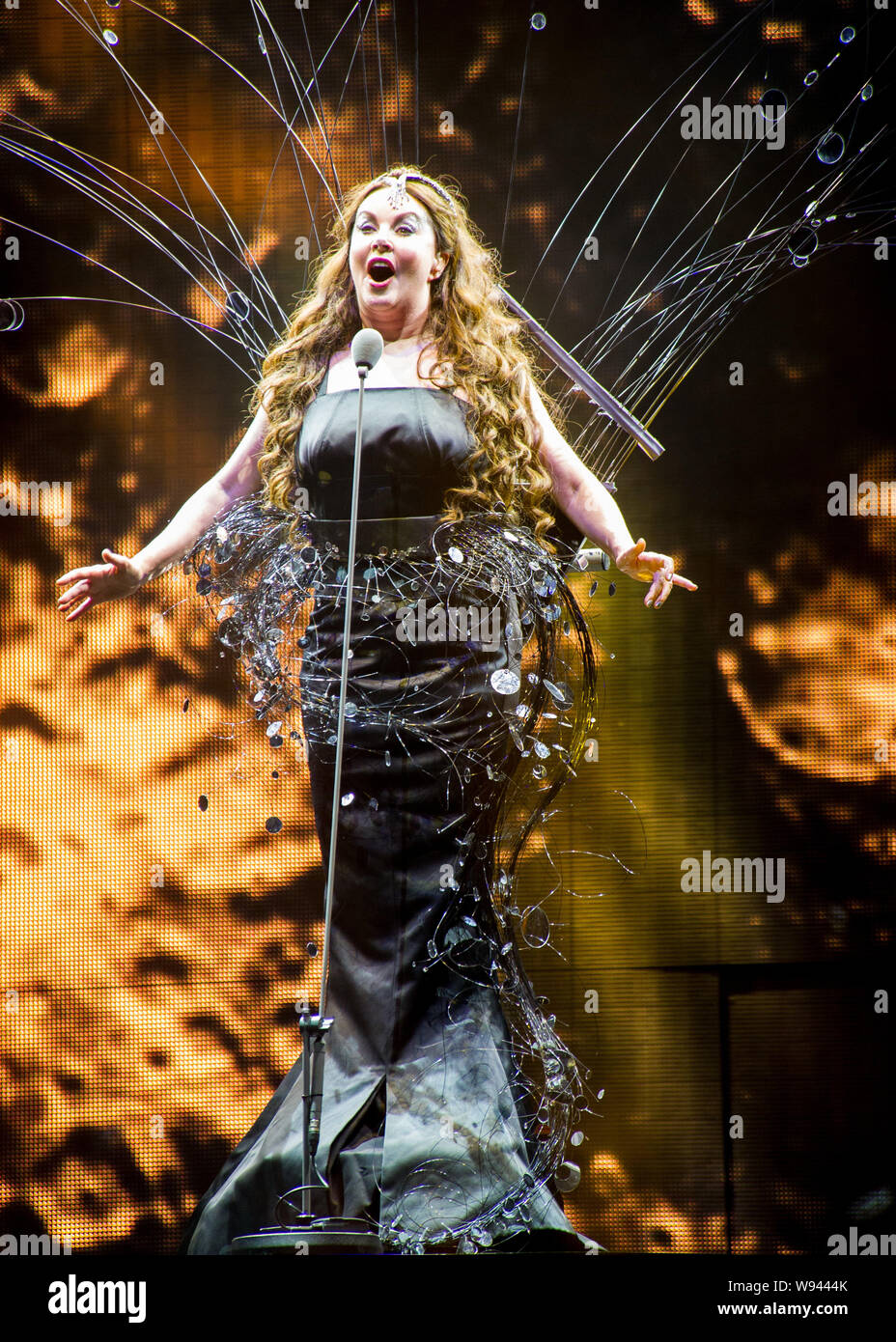 British soprano Sarah Brightman sings during her concert at Shanghai ...