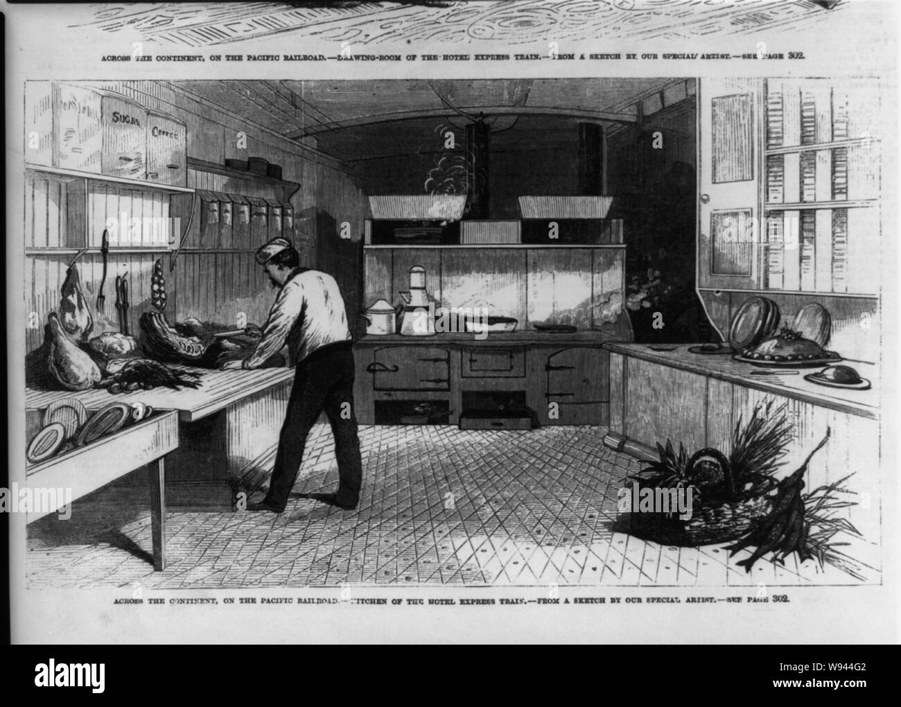 Across the continent, on the Pacific Railroad - Kitchen of the hotel ...