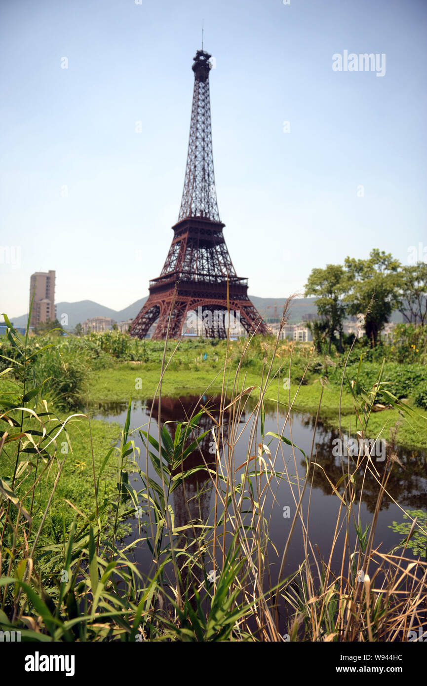 The half-sized copy of the Eiffel Tower is pictured at Tianducheng, a ...