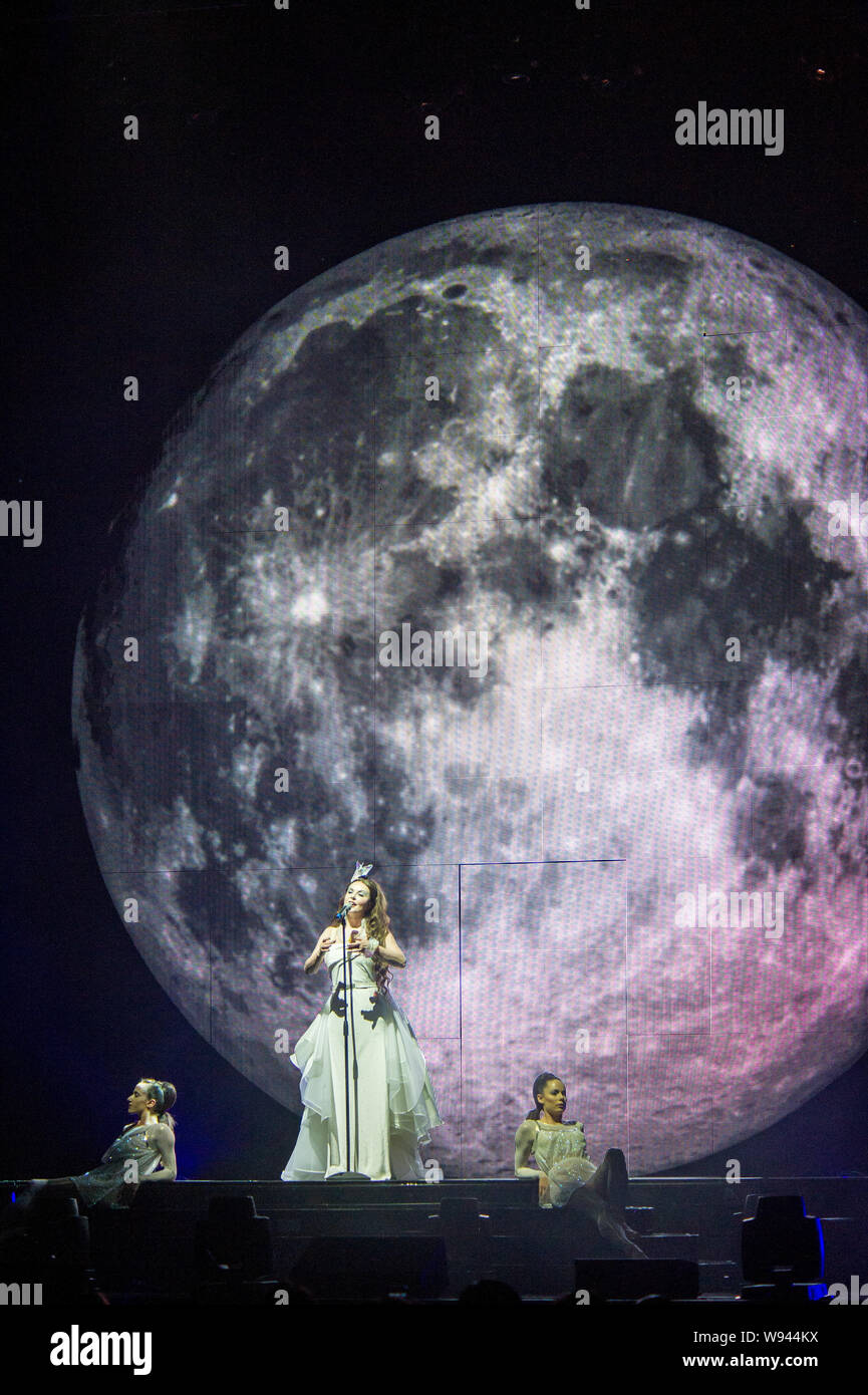 British soprano Sarah Brightman sings during her concert at Shanghai ...