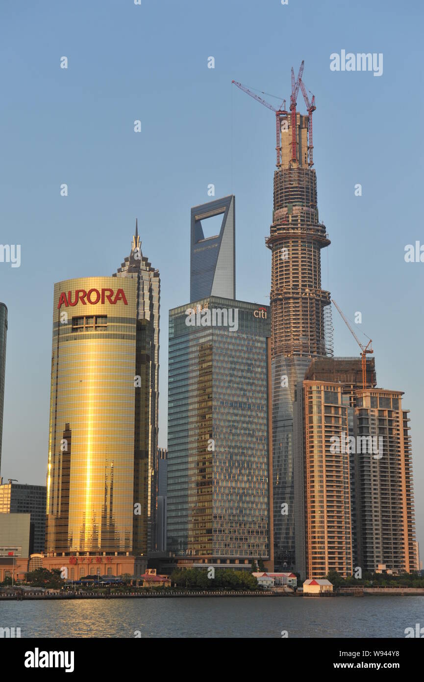 Skyline of Huangpu River and the Lujiazui Financial District with ...