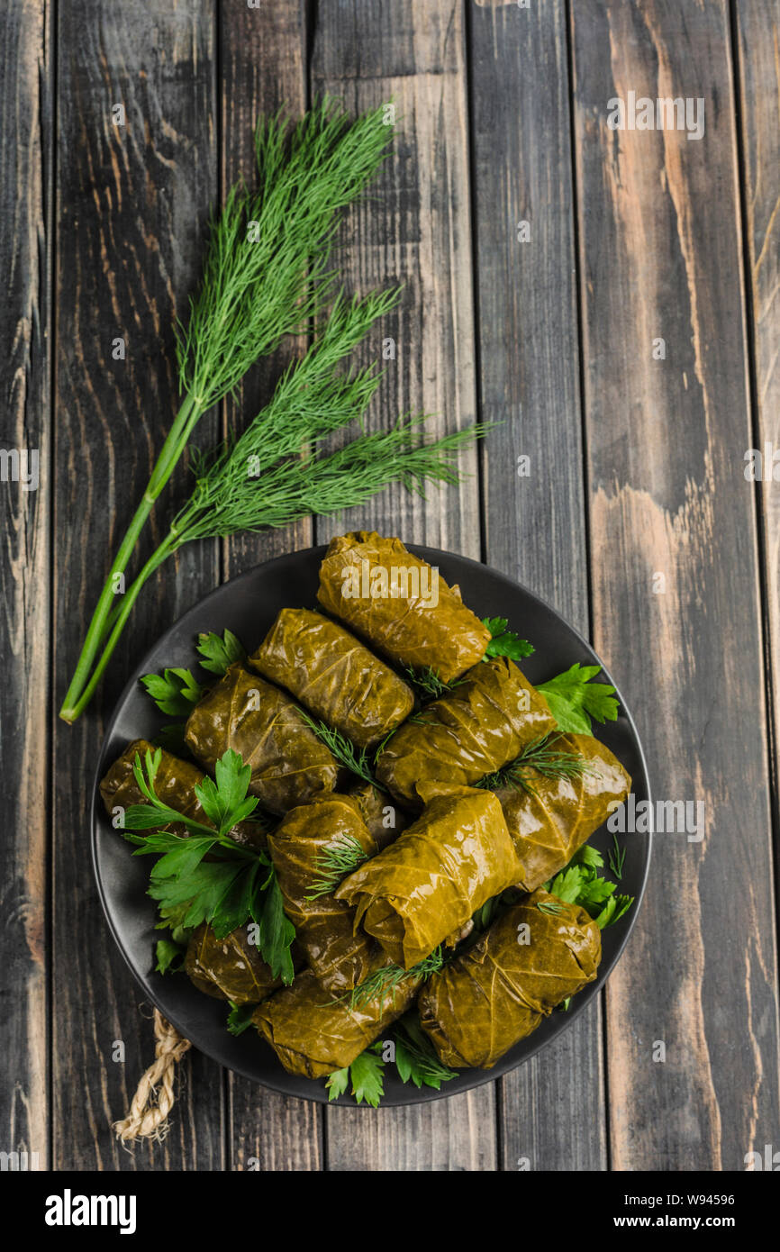 Delicious stuffed grape leaves (traditional doom Mediterranean cuisine ...