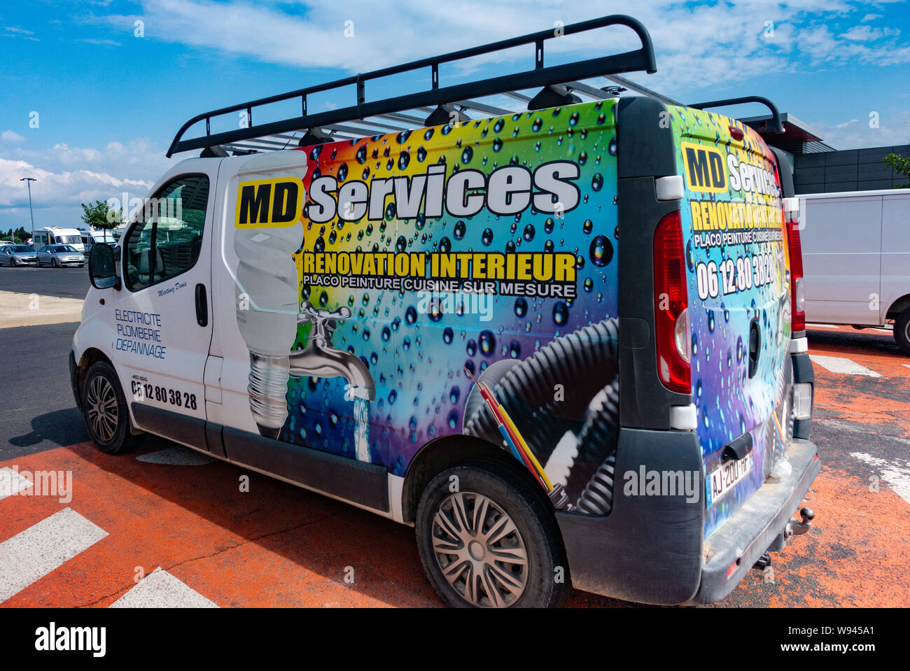 MD Service builder and renovations professionals van in France Stock ...