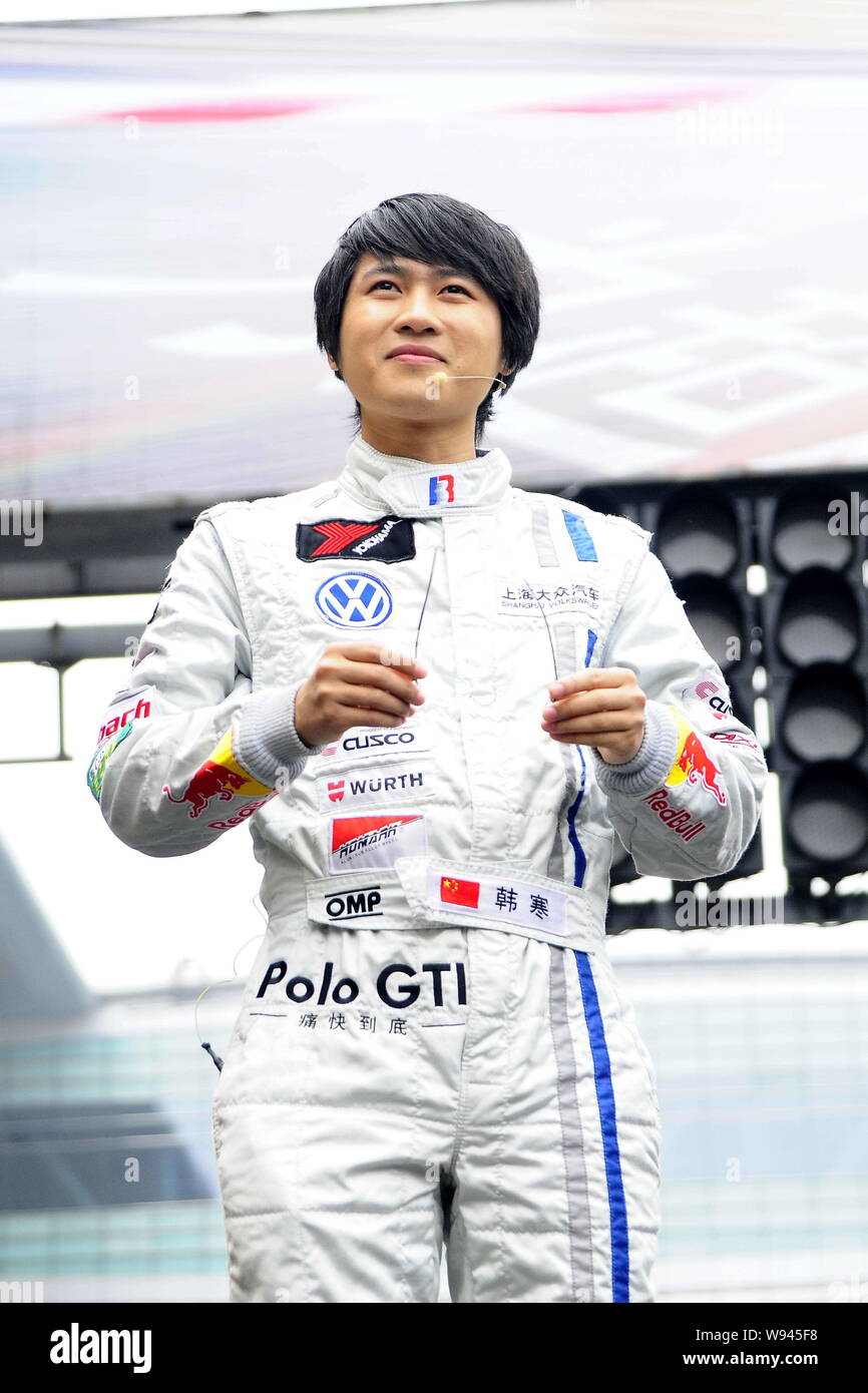 Chinese writer and racer Han Han poses during a celebration for the ...