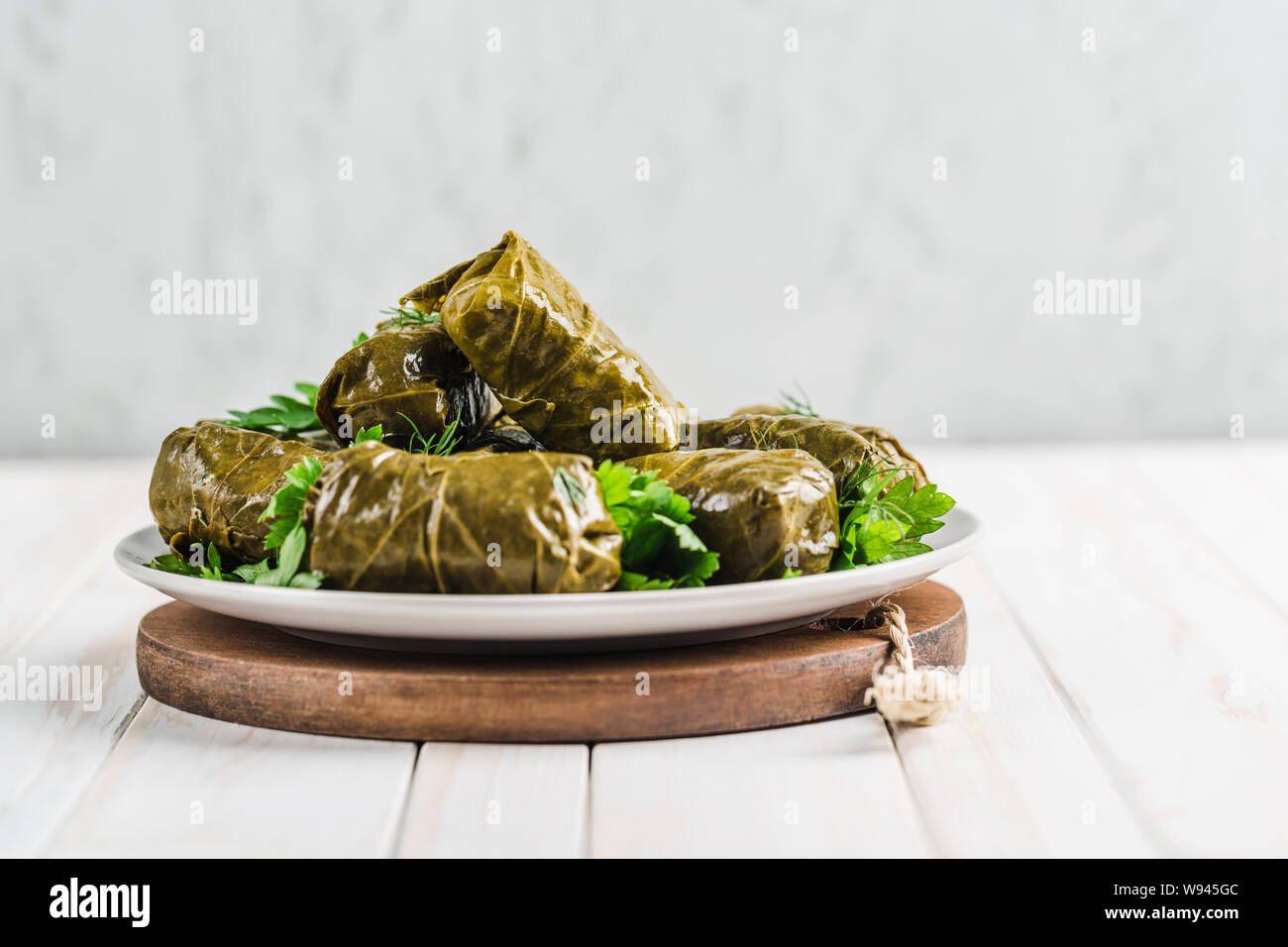 Delicious stuffed grape leaves (traditional doom Mediterranean cuisine ...