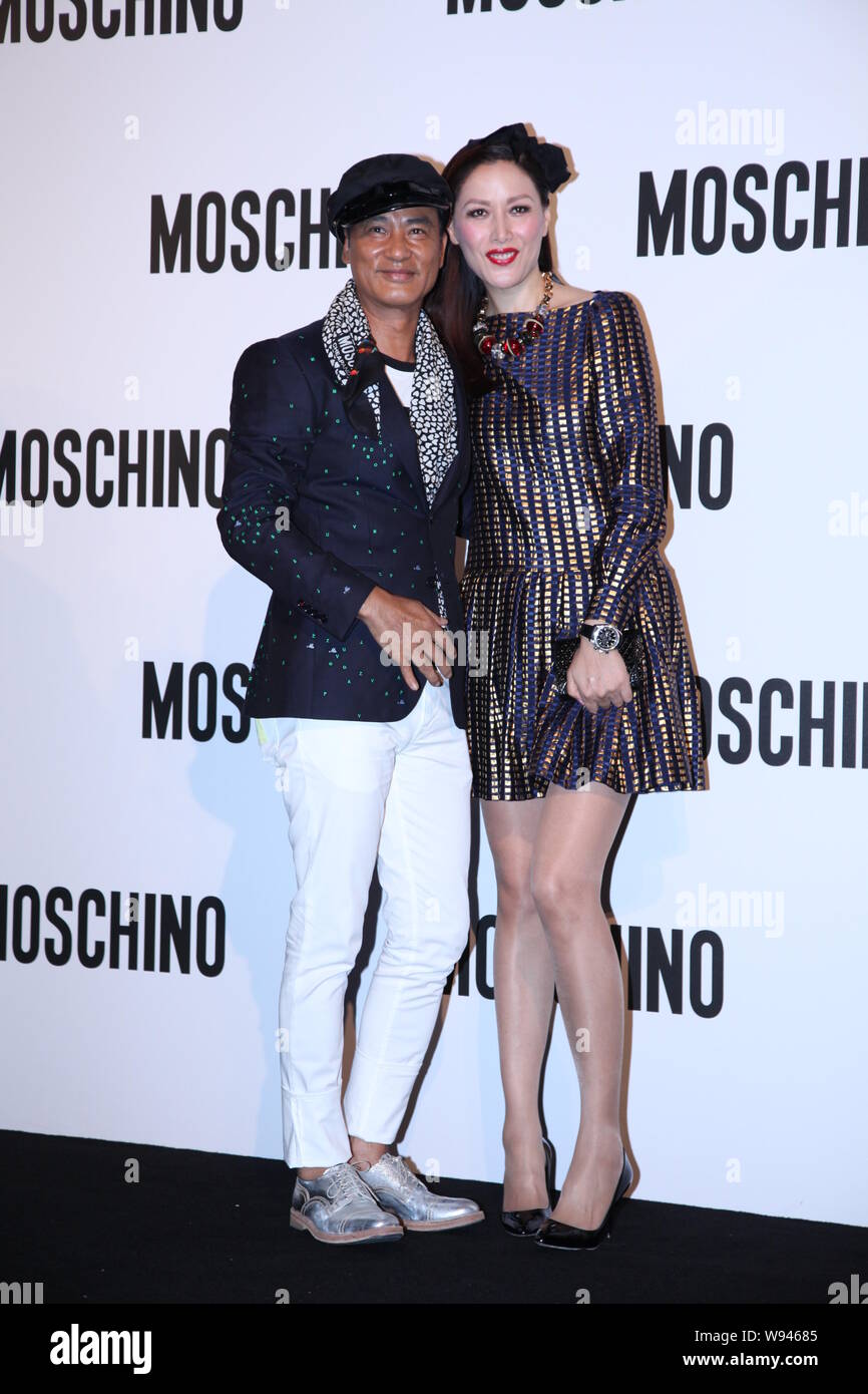 Hong Kong actor Simon Yam, left, poses with his wife Sophia Kao as they ...