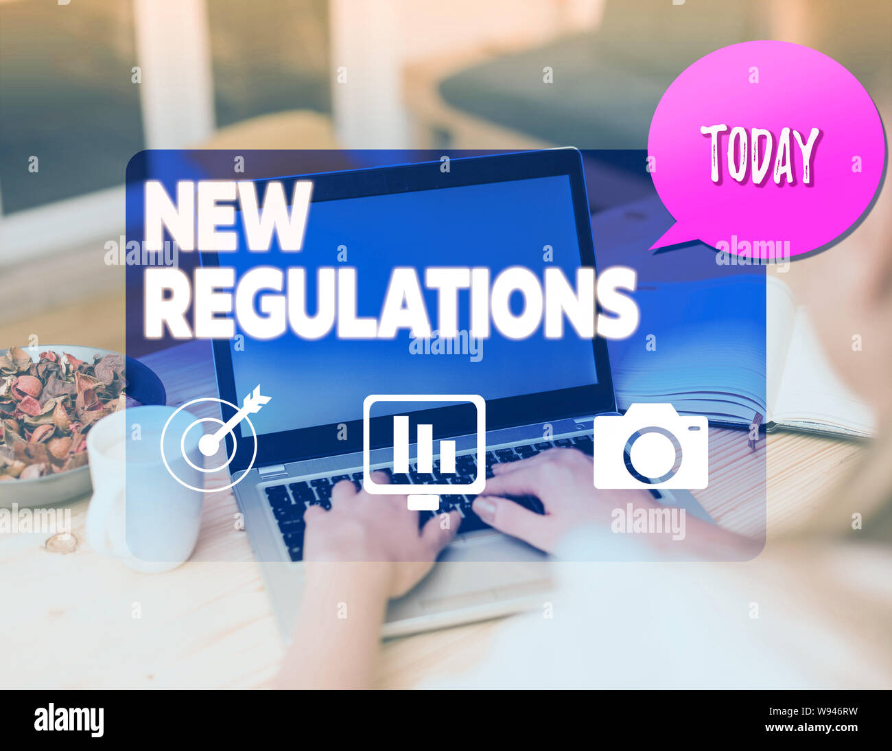 Writing note showing New Regulations question. Business concept for ...