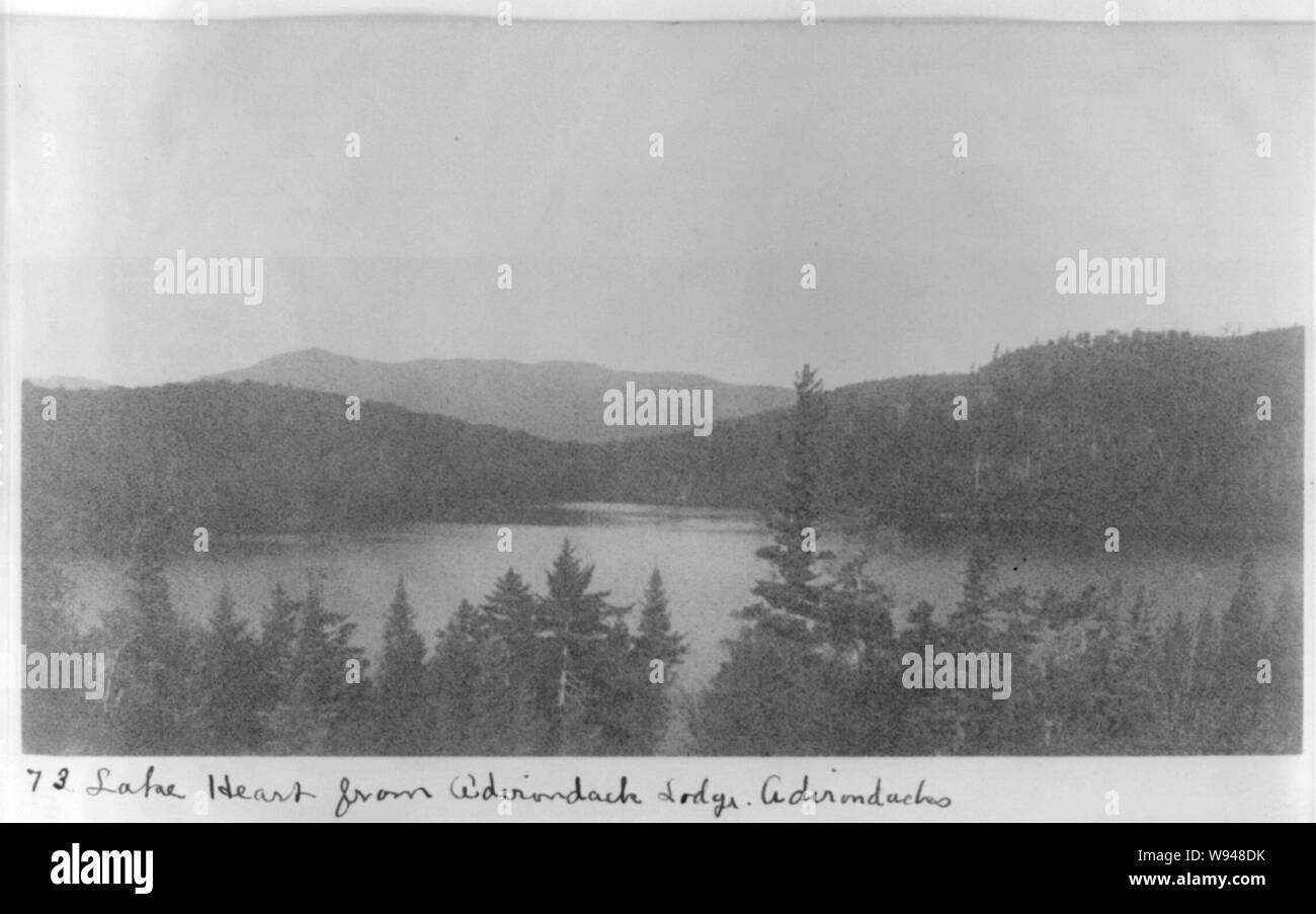 Adirondack Mountains, N.Y.: Lake Heart from Adirondack Lodge Stock ...