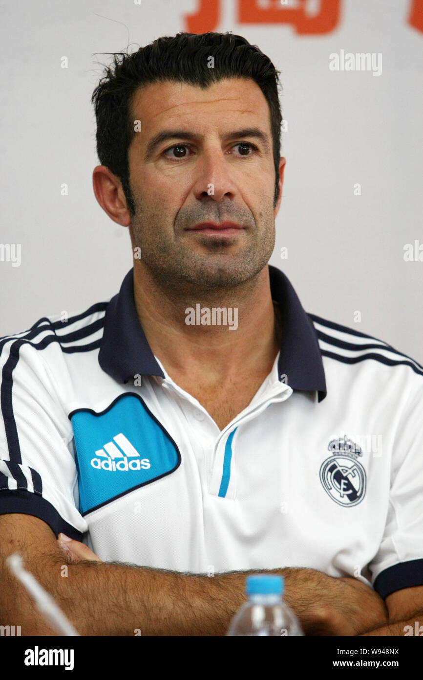 Portuguese football star Luis Figo of Real Madrid Leyendas is pictured ...