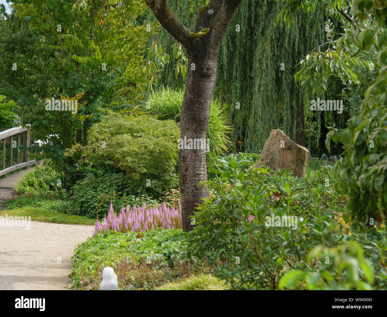 small lake with Bridge in germany Stock Photo - Alamy