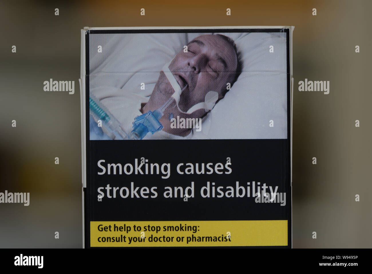 Cigarette packs with health warnings in English Stock Photo - Alamy