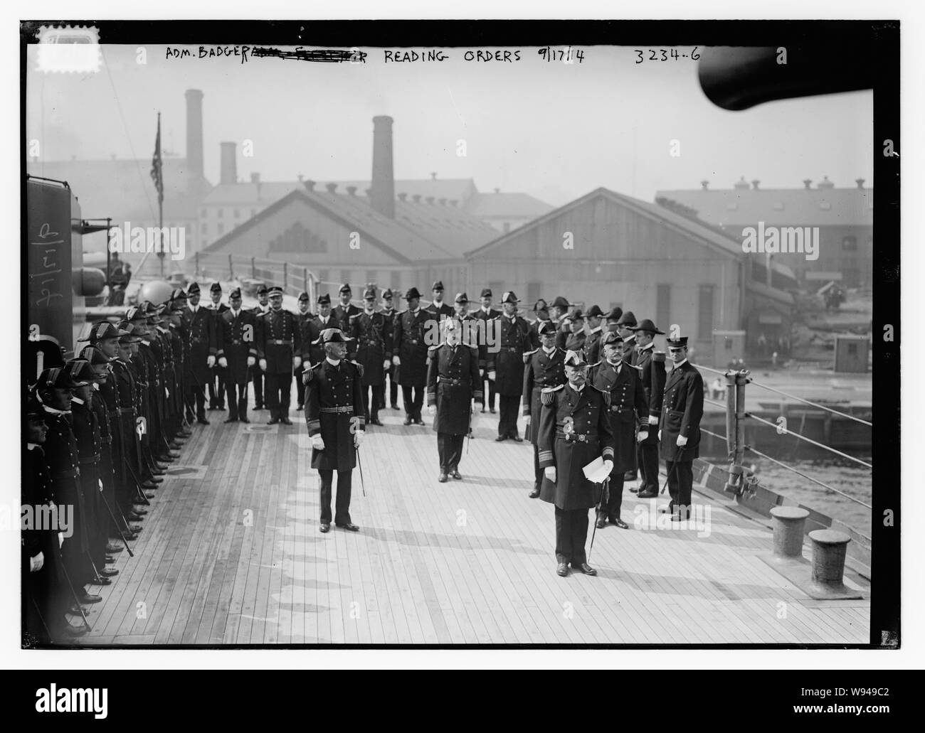 Adm. Badger reading orders, 9/17/14 Stock Photo - Alamy