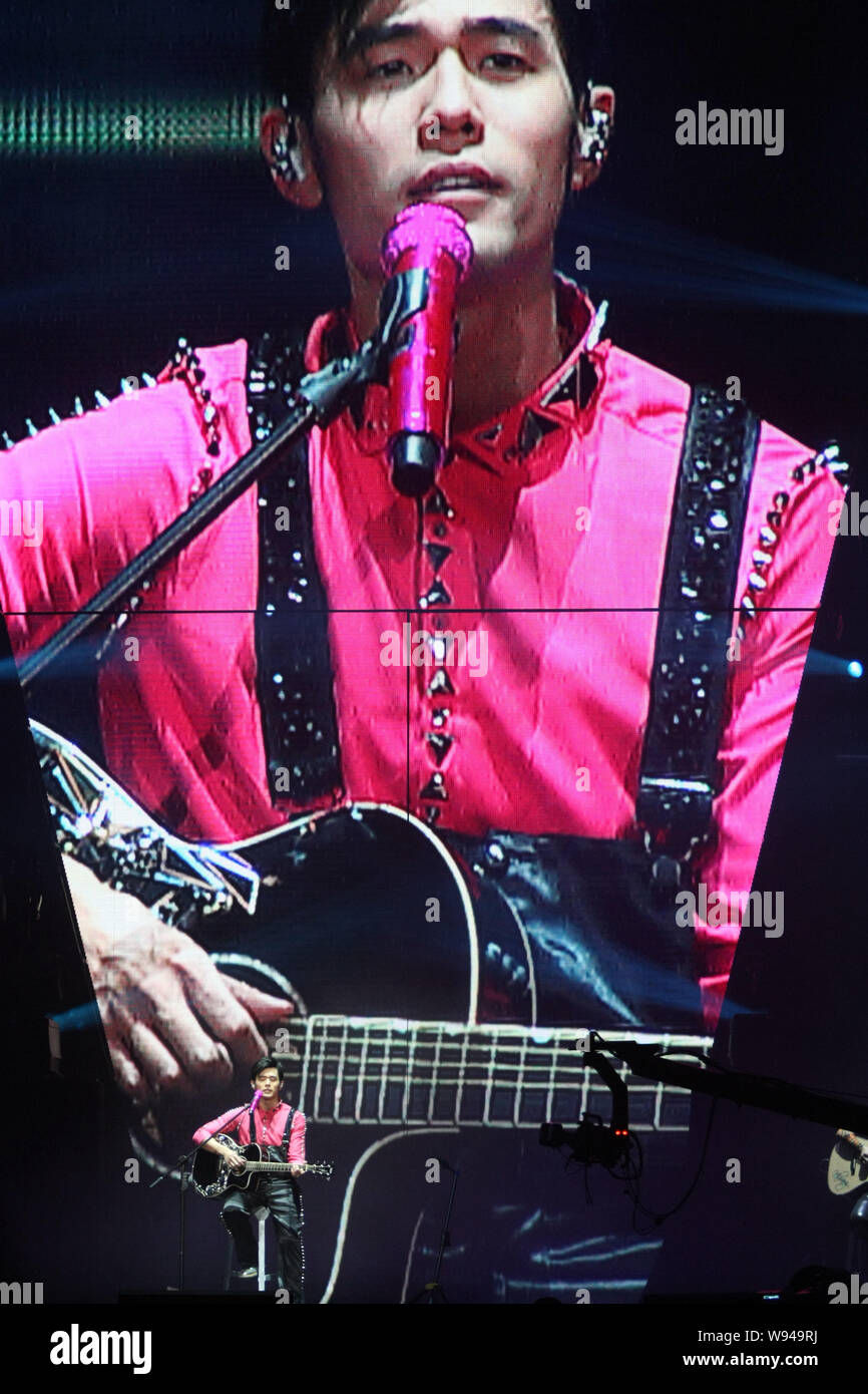 Taiwanese singer and actor Jay Chou performs during his World Tour ...
