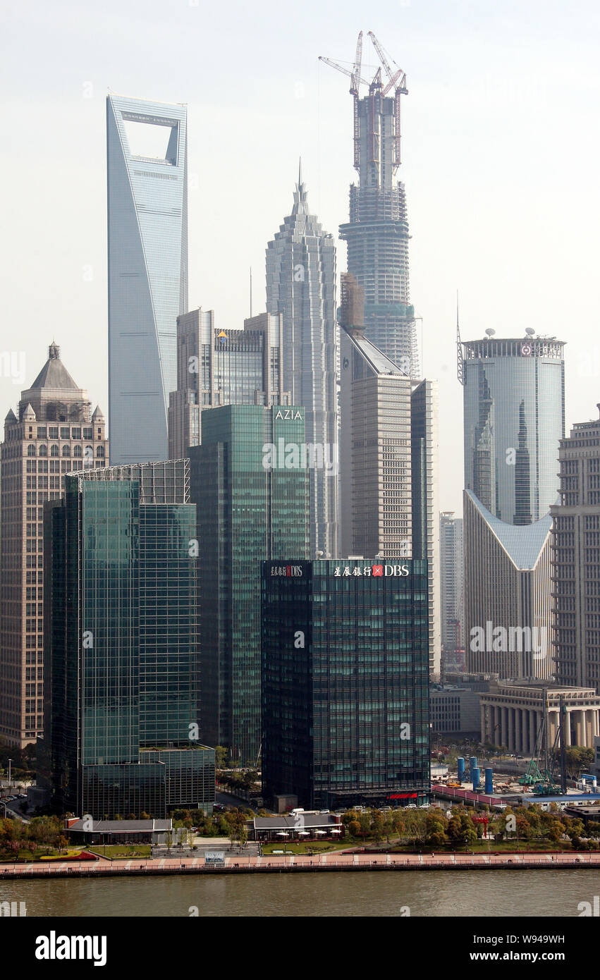 Skyline of the Lujiazui Financial District with the Shanghai Tower ...