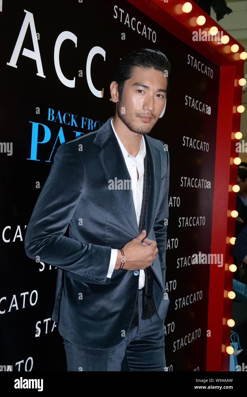 Taiwanese model and actor Godfrey Tsao poses during a launch ceremony ...