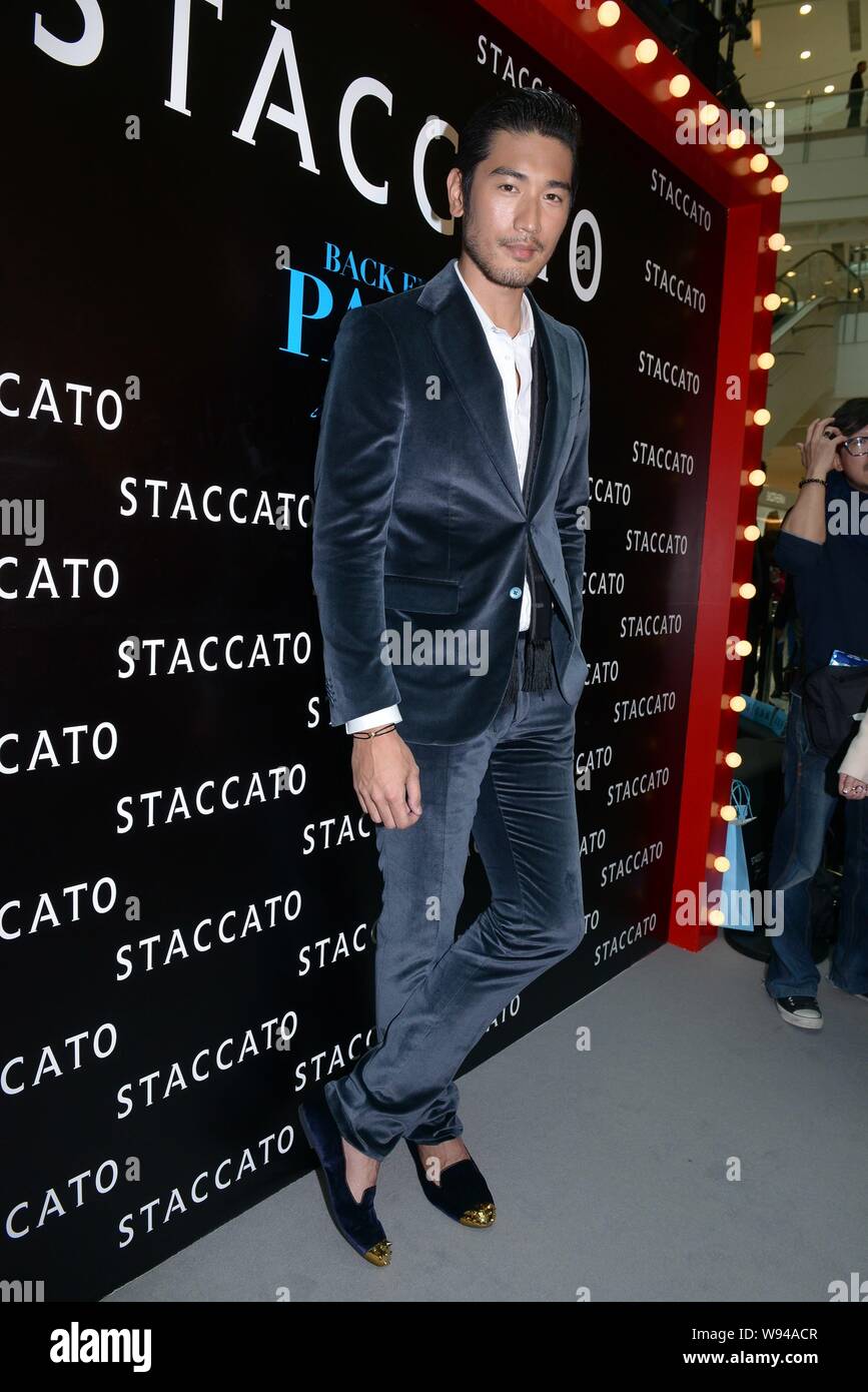 Taiwanese model and actor Godfrey Tsao poses during a launch ceremony ...